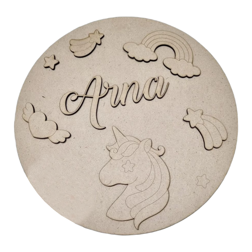 Customised Unicorn Name Plate – MDF The Boho Craft
